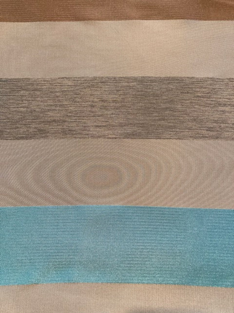 Turquoise /Grey/Chestnut Stripe. Stripes Running Across the Fabric